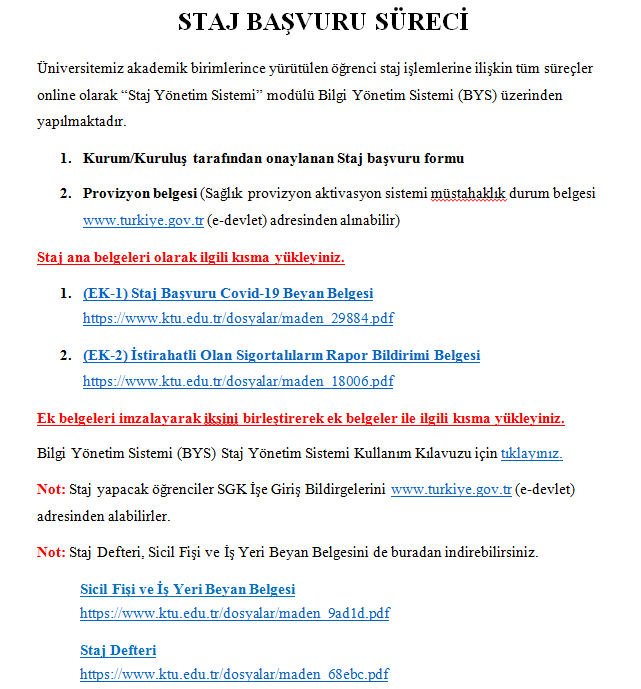 staj | Maden Mühendisliği