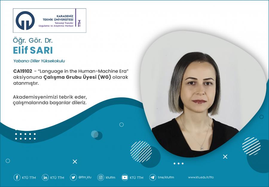 Öğr. Gör. Dr. Elif SARI COST Programına Çalışma Grubu Üyesi (WG) Olarak ...